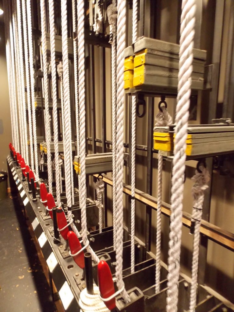 New movie screen, rigging in at Petersburg theater - KFSK